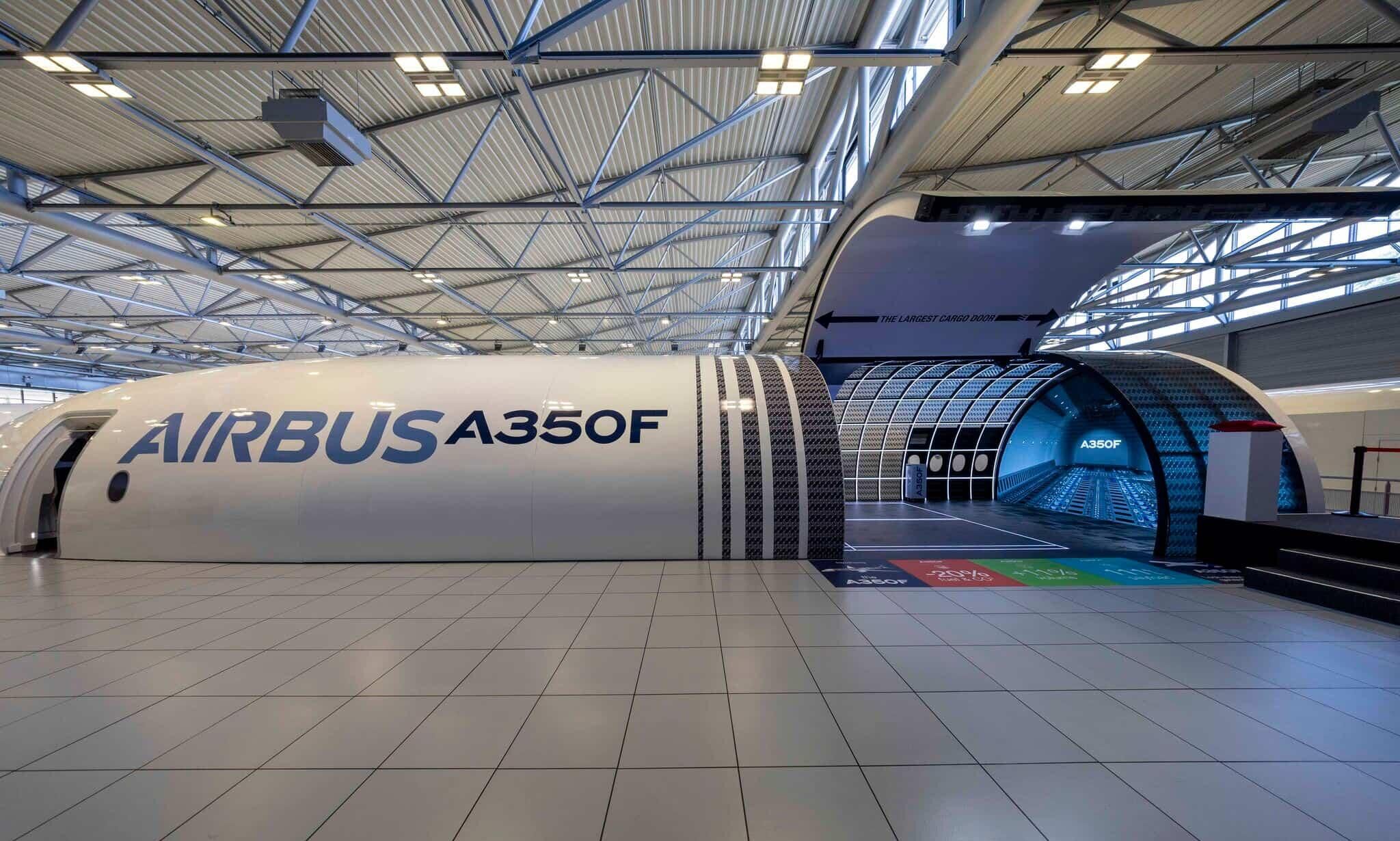 Airbus displays the mock-up of the A350F’s main deck cargo door