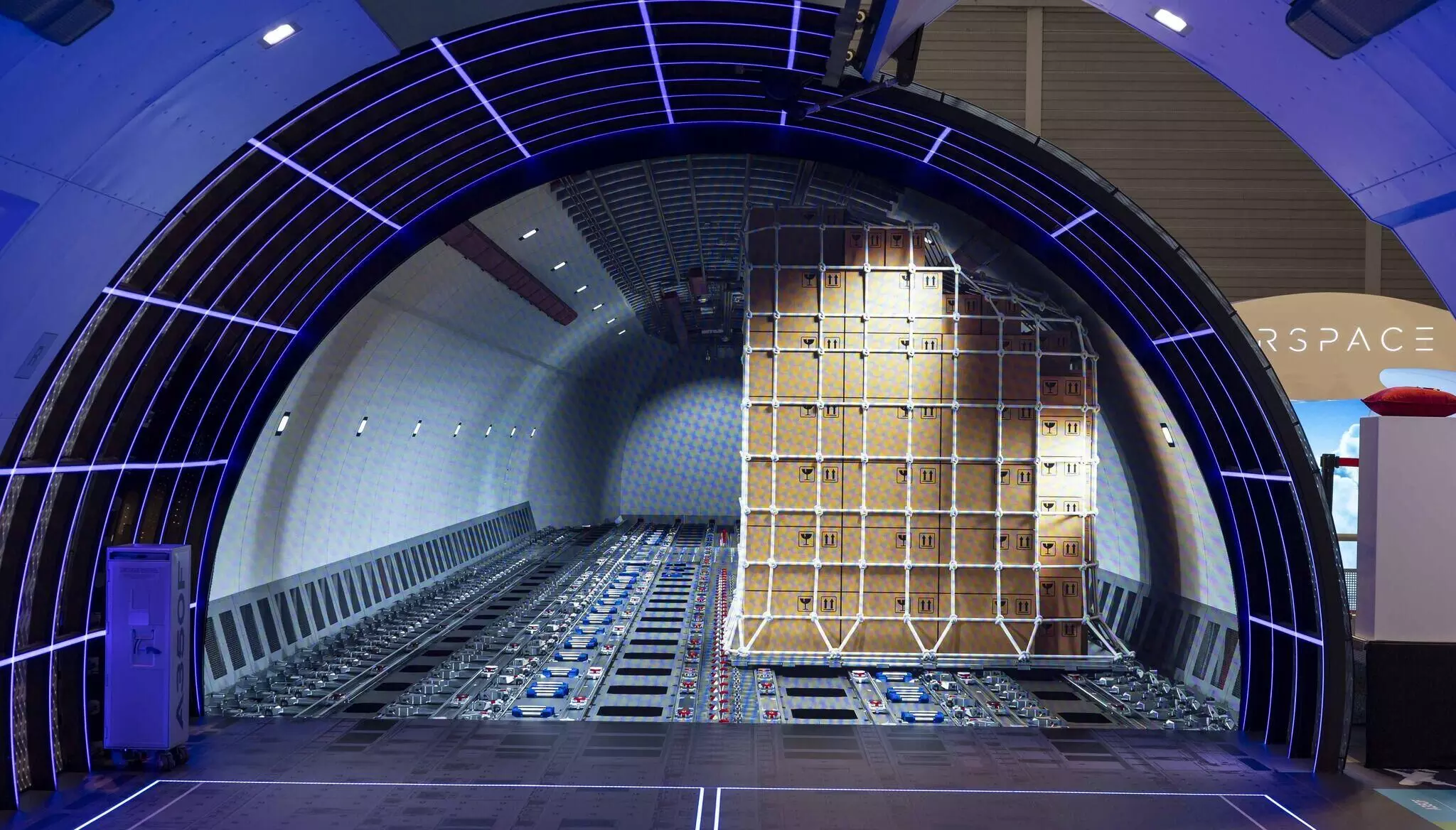Airbus displays the mock-up of the A350F’s main deck cargo door